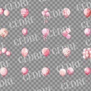 Watercolor Pink Balloon Clipart, Pink Balloons Clipart, Birthday Party ...