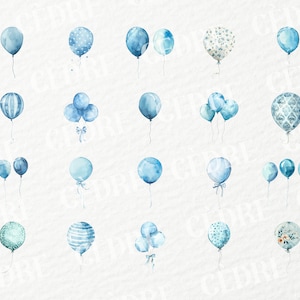 Watercolor Blue Balloon Clipart, Blue Balloons Clipart, Birthday Party ...