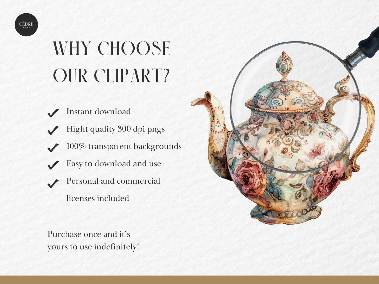 Watercolor Victorian Teapot Clipart, Victorian Teapots Clipart, Antique ...