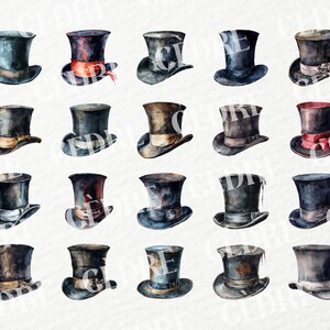 Watercolor Top Hat Clipart, Gentlemens Bowler Hat Clipart, Victorian ...