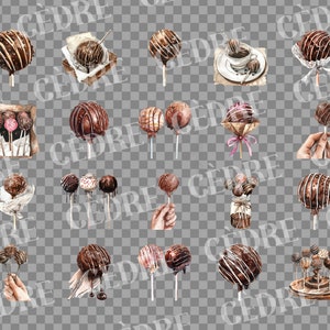 Watercolor Chocolate Cake Pops Clipart, Cake Pop, Xmas, Festive Holiday ...
