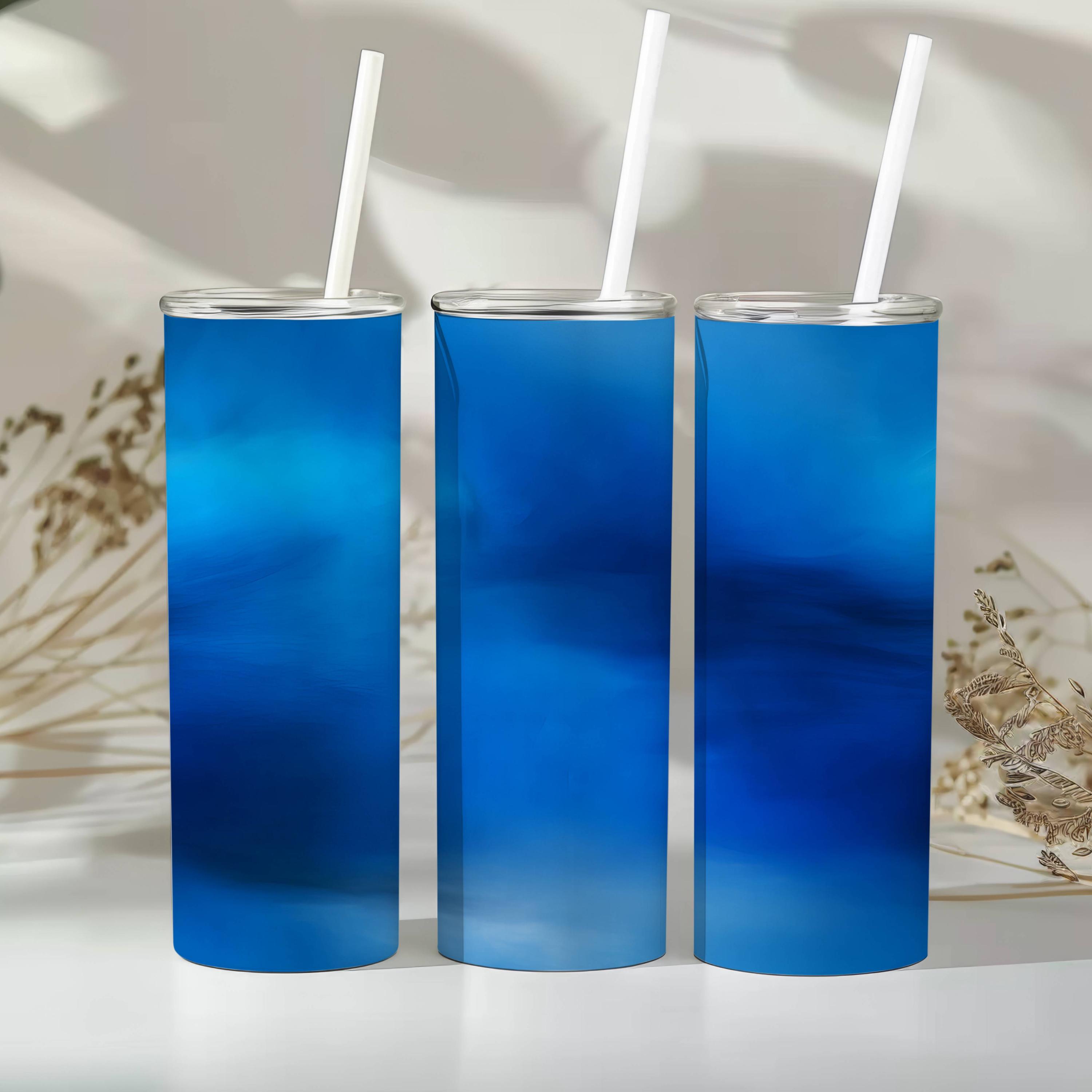 20 Oz Skinny Tumbler Wrap, Blue Abstract Design, Modern Art, Straight ...