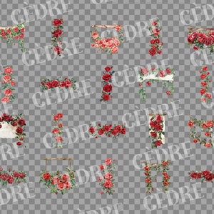 Watercolor Red Rose Banner Clipart, Red Roses Banners Clipart, Card ...