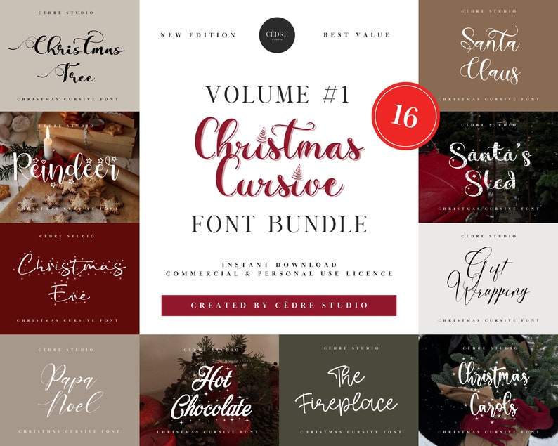 Christmas Cursive Font Bundle Christmas Calligraphy Fonts - Etsy Canada