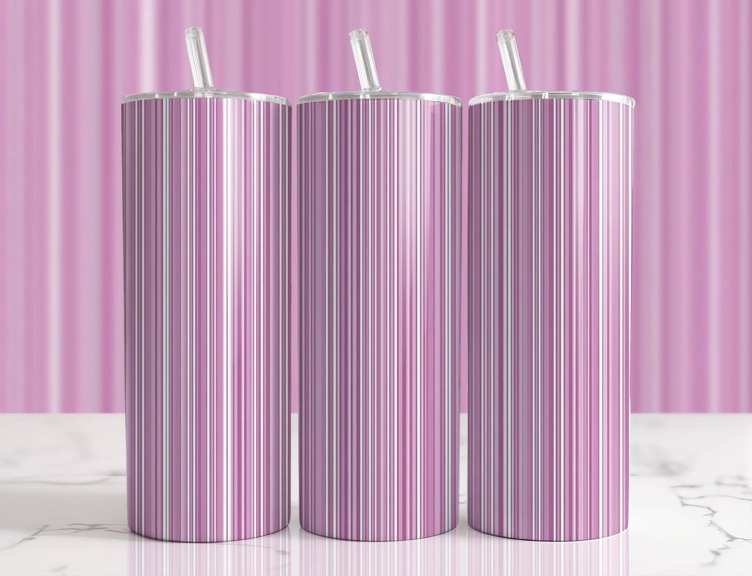 20 Oz Skinny Tumbler Wrap, Magenta Vertical Stripe, Linework, Straight ...