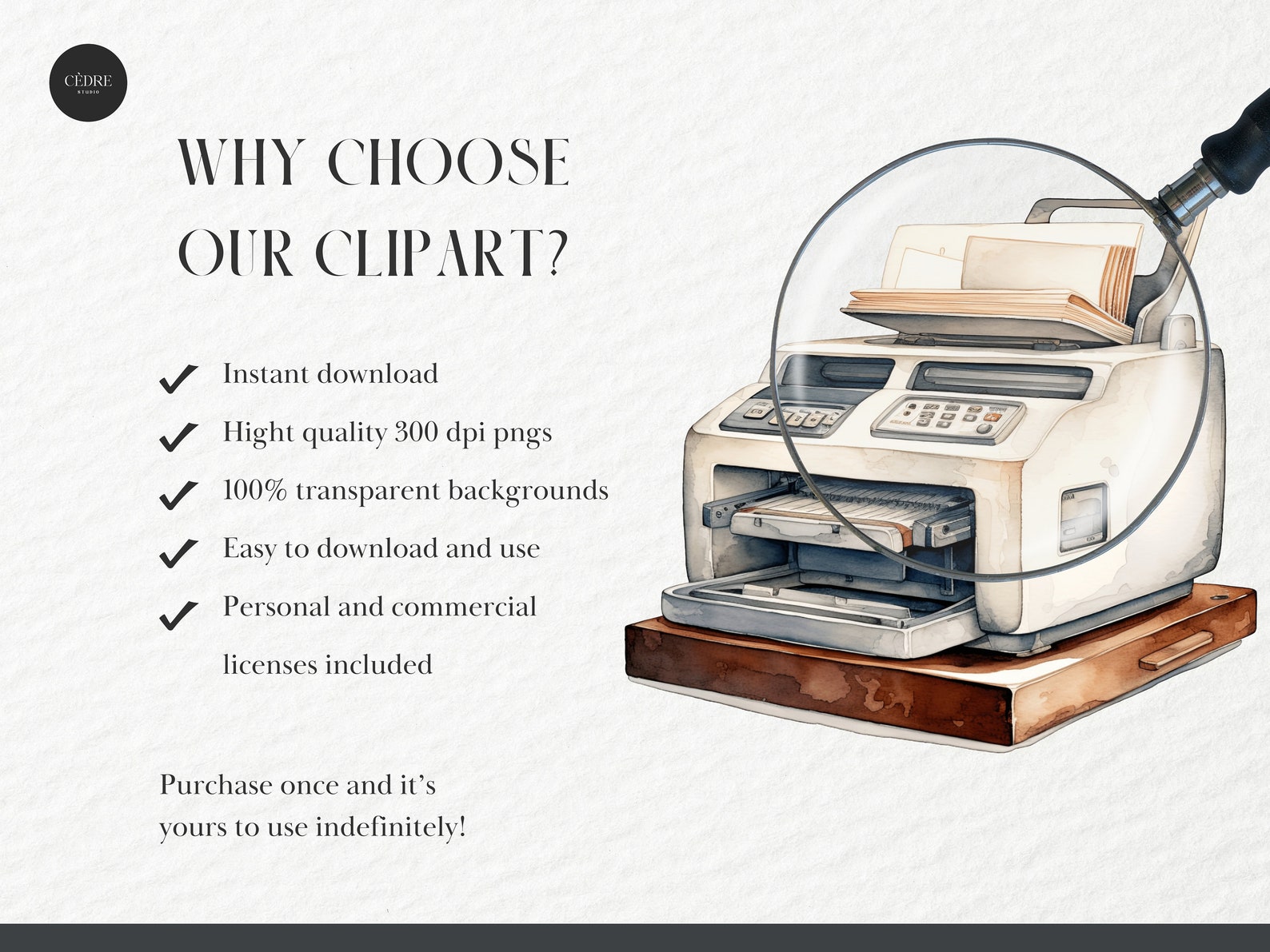 Watercolor Printer Clipart, Printing Machine Clipart, Fax Machine ...