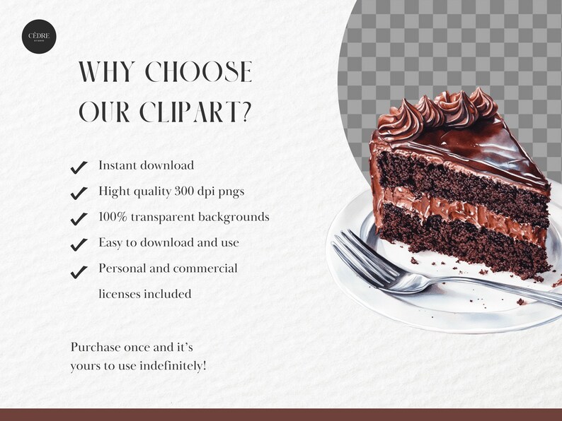 Watercolor Chocolate Cake Clipart, Sweet Chocolate Cakes Clipart ...