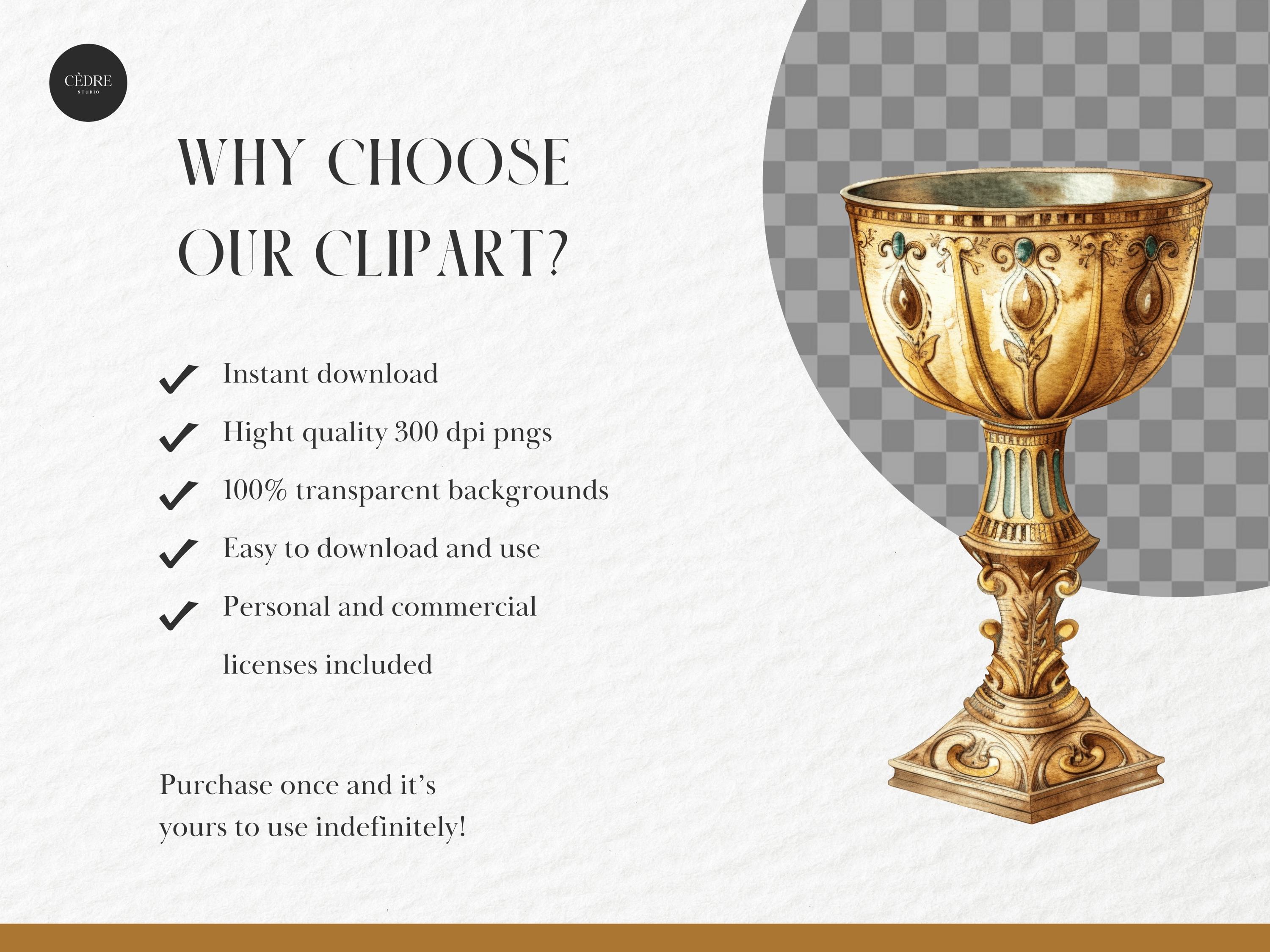 Watercolor Golden Chalice Clipart, Gold Chalices, Christianity, Baptism ...