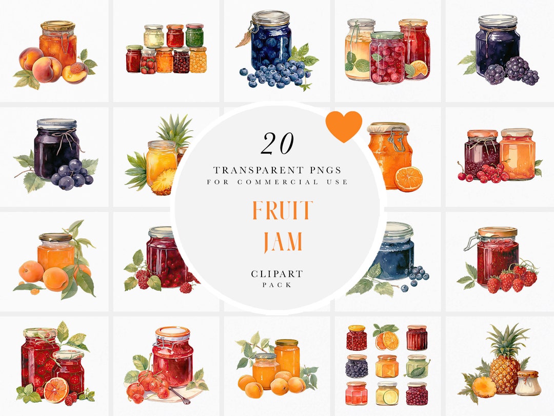 Watercolor Fruit Jam Clipart Grandma's Berry Jam Clipart - Etsy