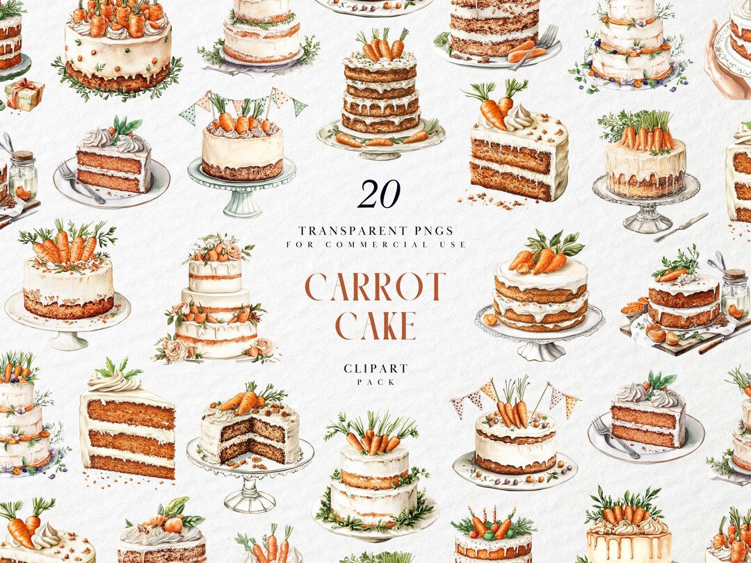 Watercolor Carrot Cake Clipart, Easter Spring Dessert, Cream Cheese ...