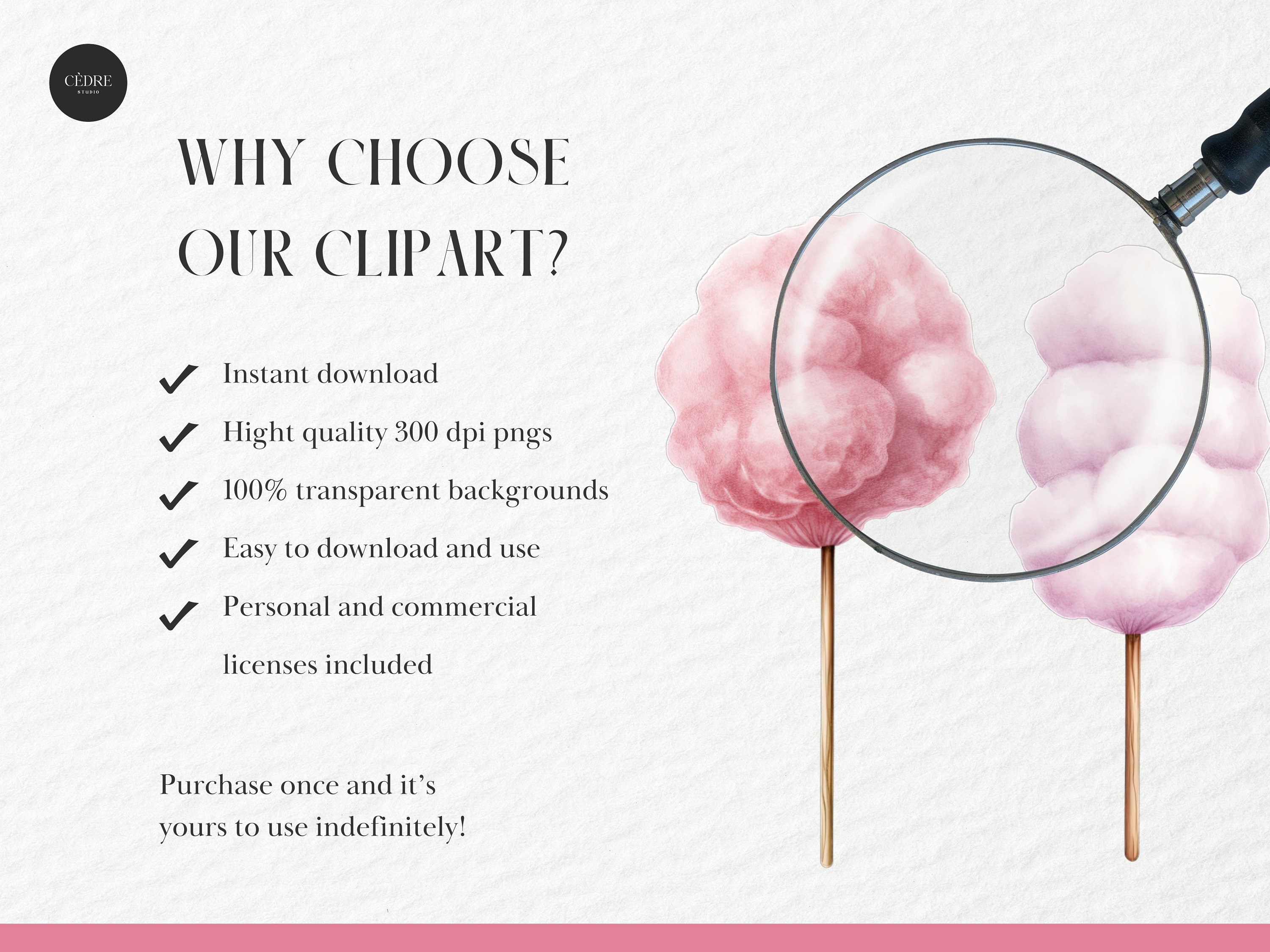 Watercolor Cotton Candy Clipart, Fluffy Cotton Candy Clipart, Pink ...