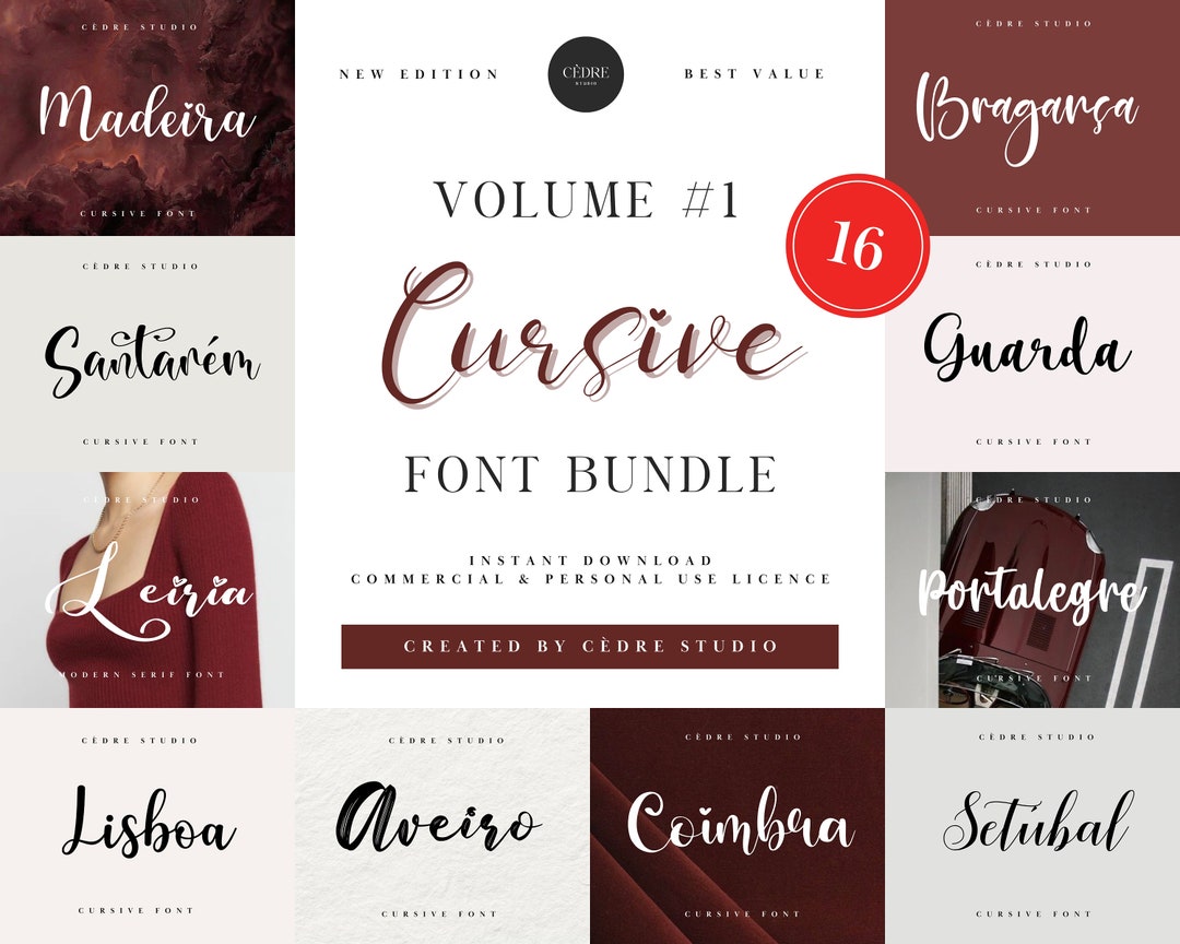 Cursive Font Bundle, Fun Cursive Fonts OTF, Procreate Fonts, Canva ...