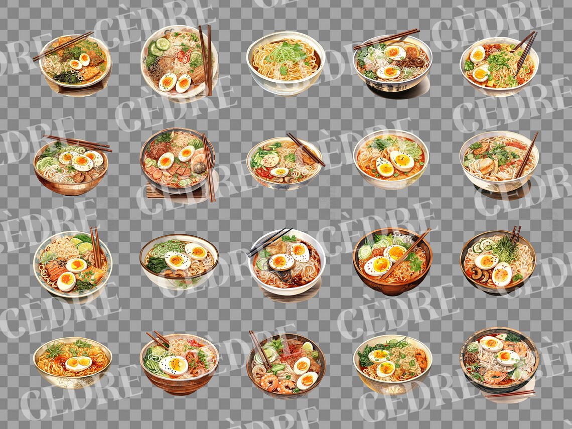Watercolor Japanese Ramen Clipart, Ramen Noodles, Authentic Japanese ...