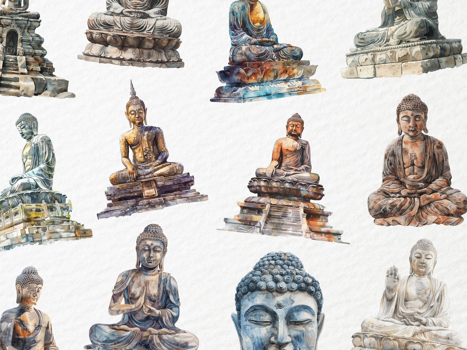 Watercolor the Buddha Statue Clipart, Buddhism, Siddhartha Gautama ...