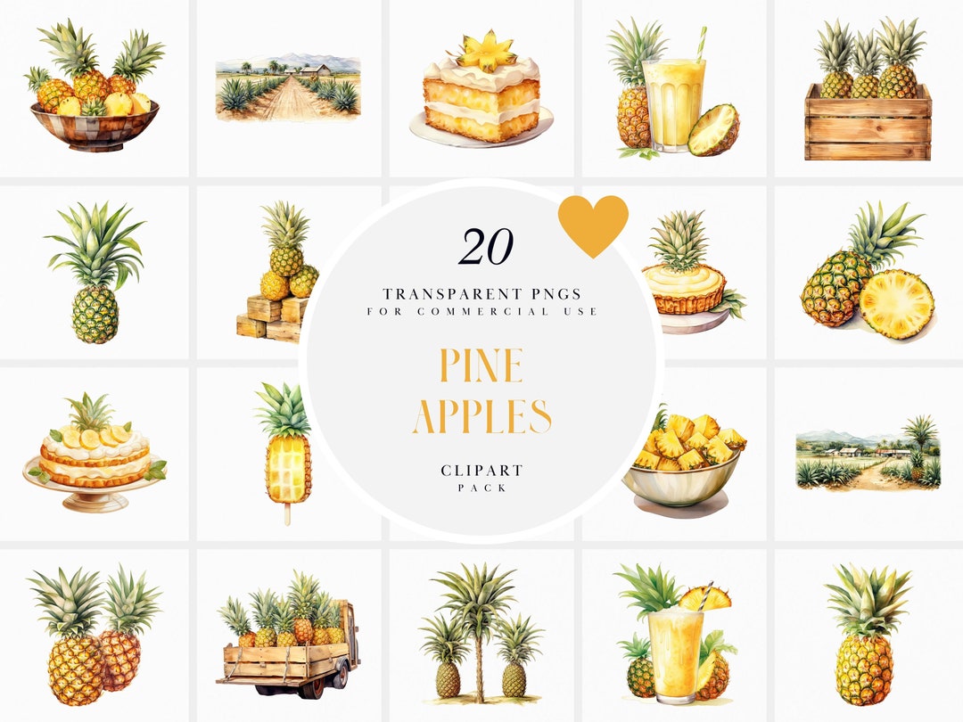 Watercolor Pineapple Clipart, Pineapples Clipart, Yellow Tropical ...