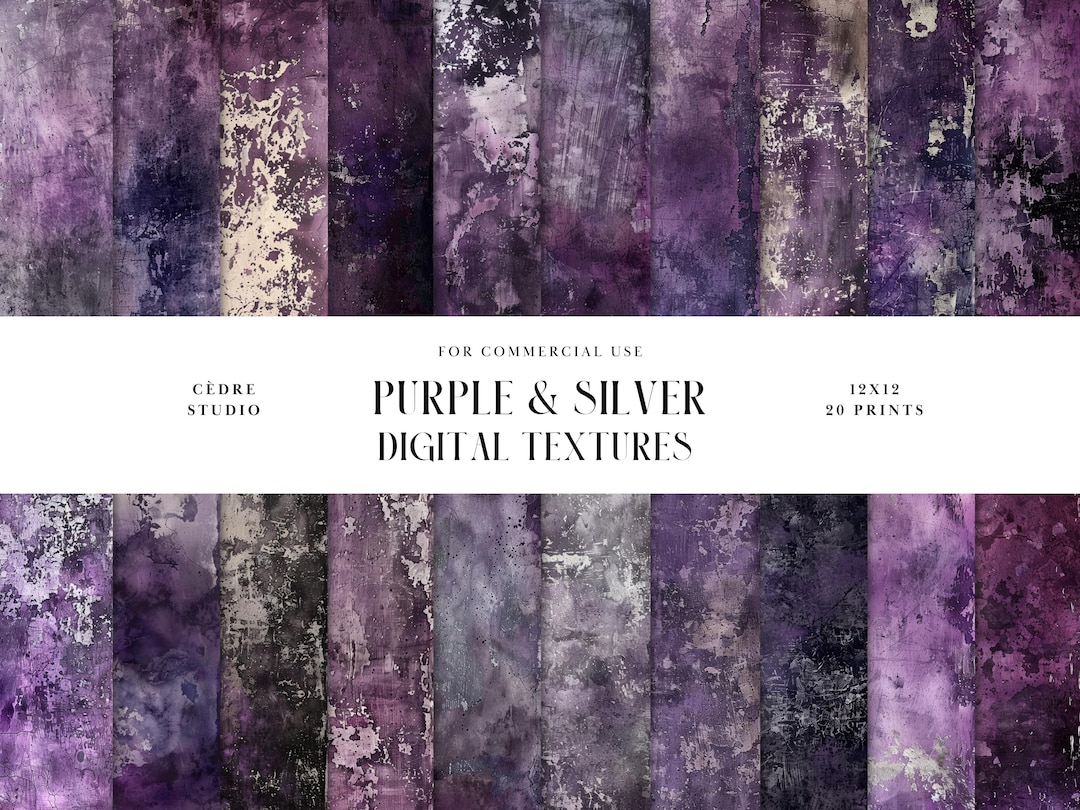 Purple and Silver Digital Textures, Purple and Silver Digital Papers ...