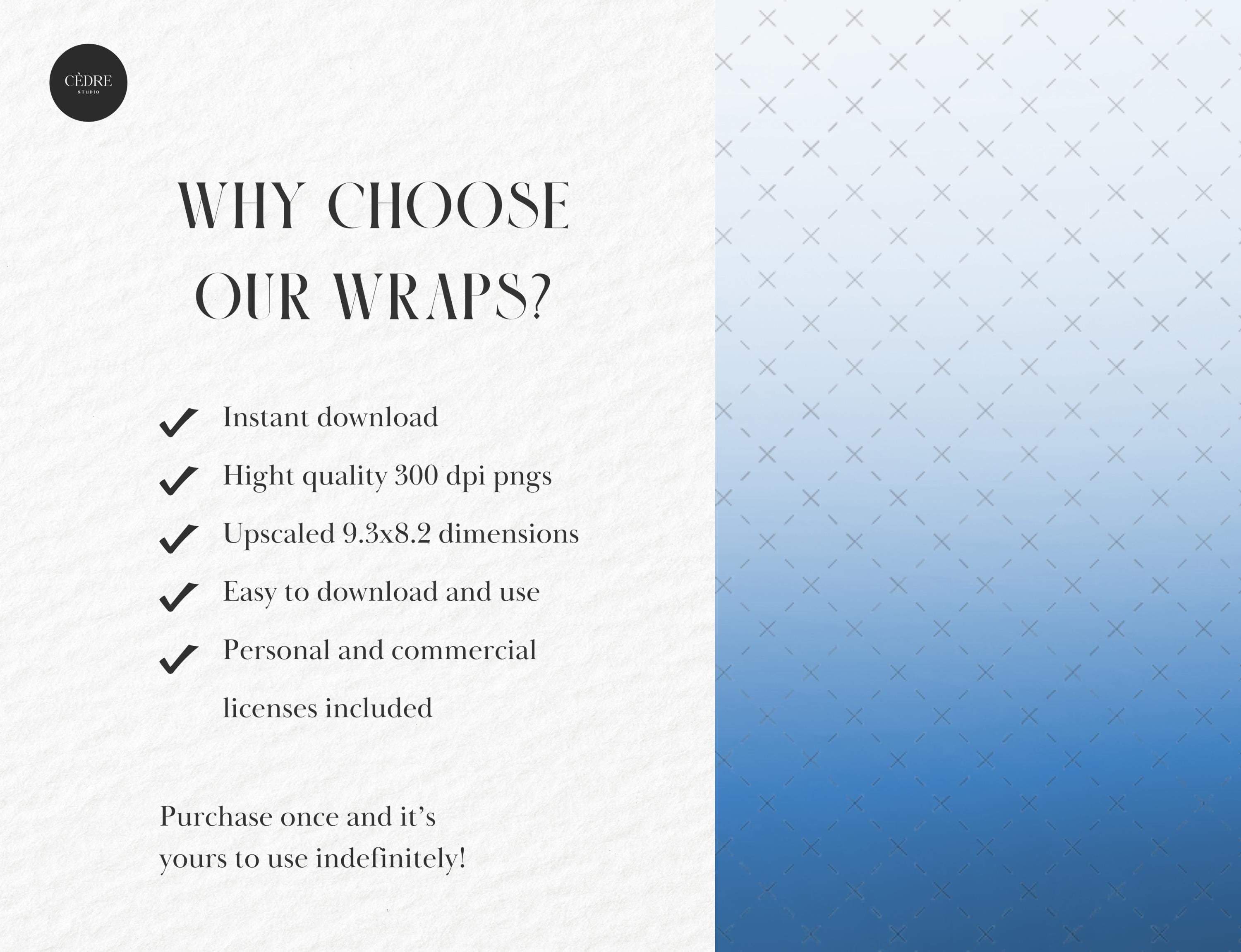 20 Oz Skinny Tumbler Wrap, Ombre Blue to White, Gradient, Straight ...