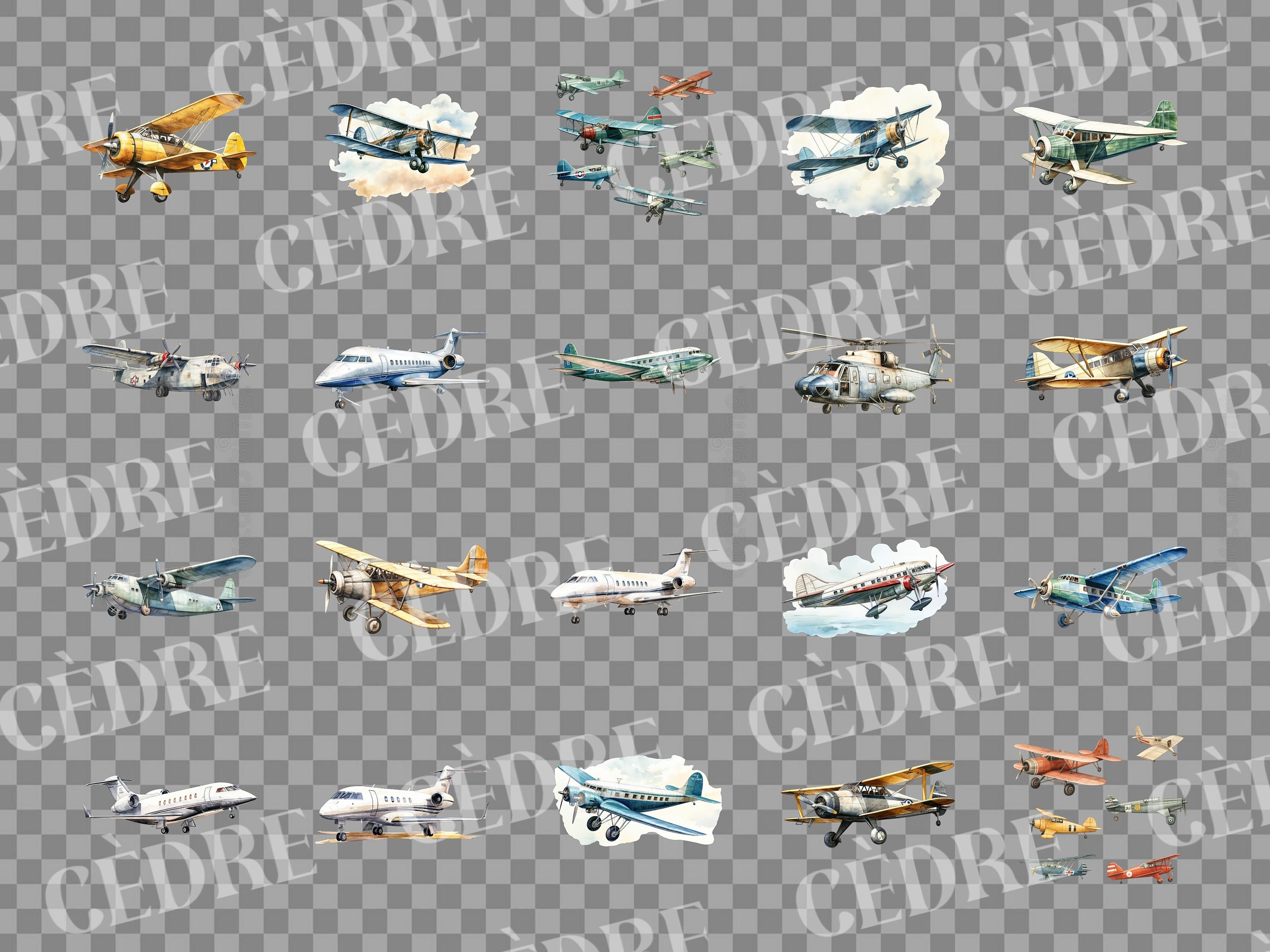 Watercolor Airplanes Clipart, Airplane Clipart, Commercial Private Jet ...