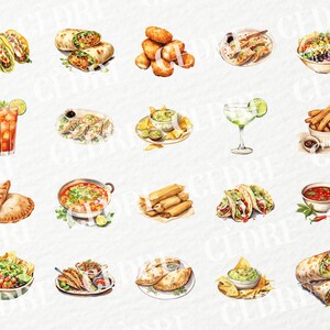 Watercolor Mexican Cuisine Clipart, Mexican Food Clipart, Texmex ...