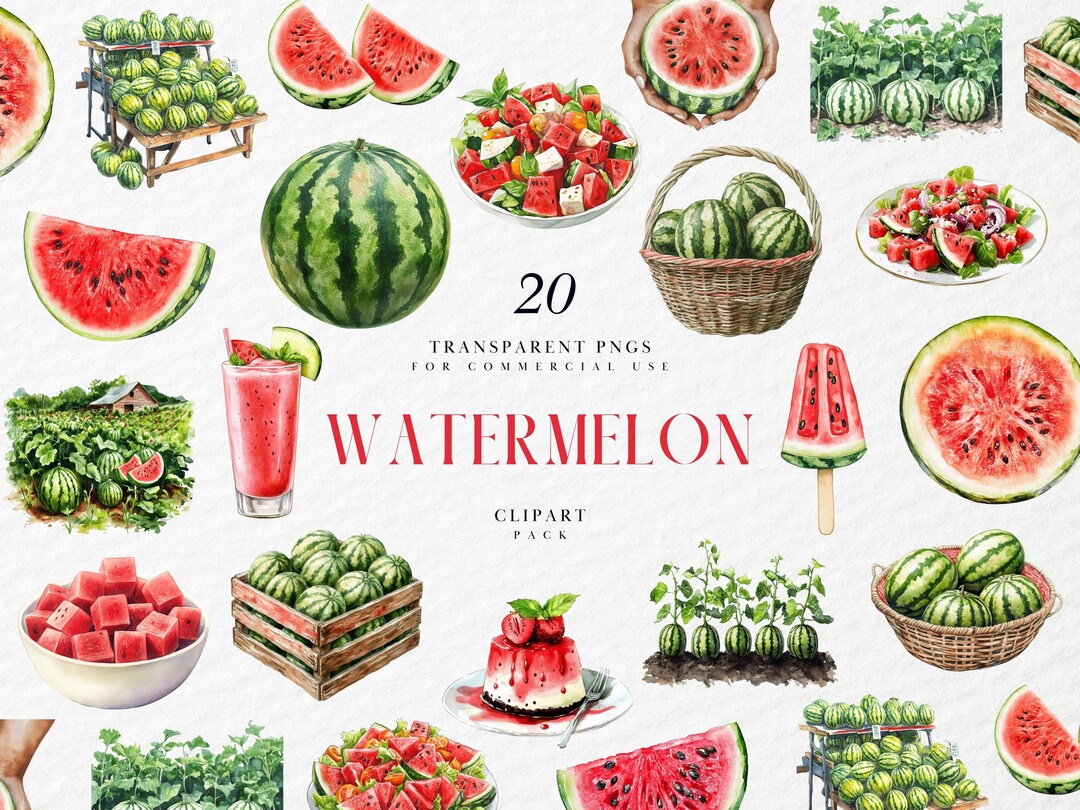 Watercolor Watermelon Clipart, Refreshing Watermelons Clipart, Summer ...
