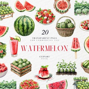 Watercolor Watermelon Clipart, Refreshing Watermelons Clipart, Summer ...