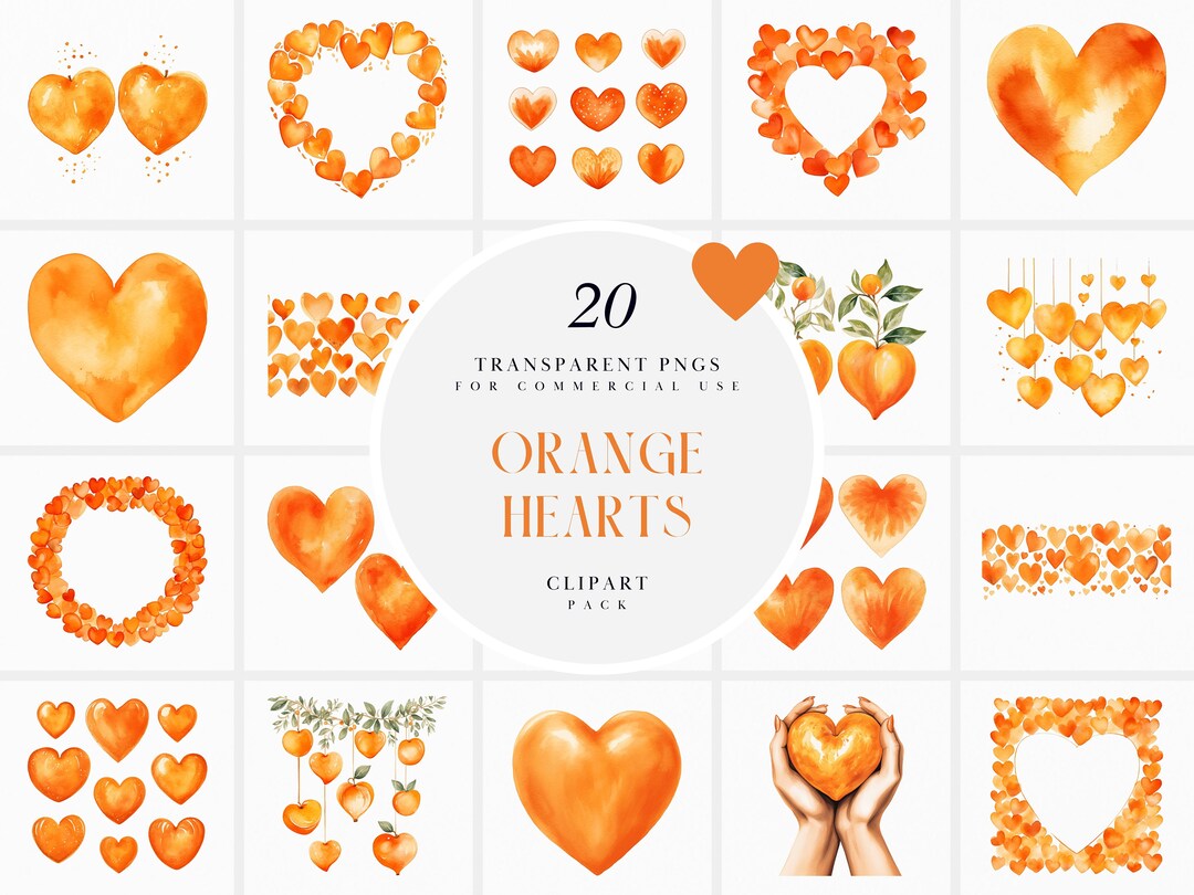 Watercolor Yellow Hearts Clipart, Yellow Heart Clipart, Heart Shape ...