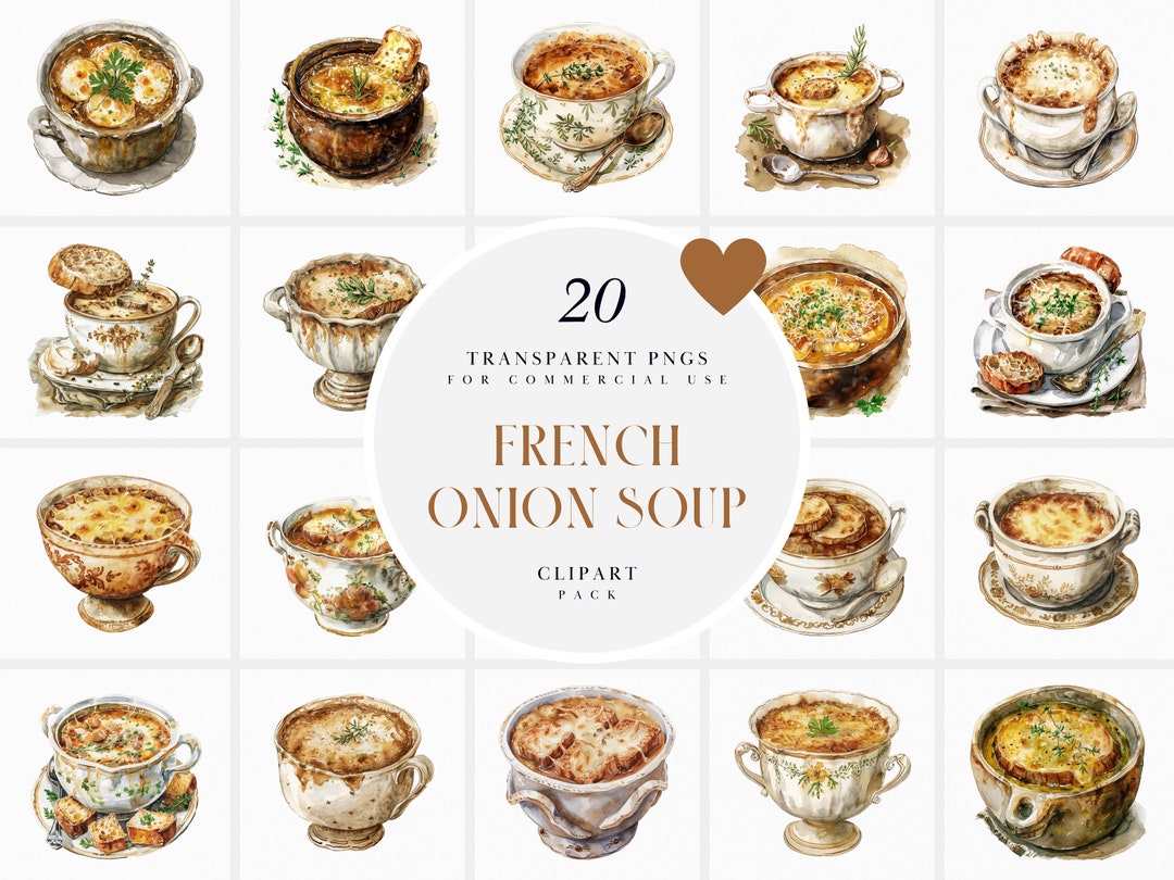 Watercolor French Onion Soup Clipart, Cozy French Onion Clipart ...