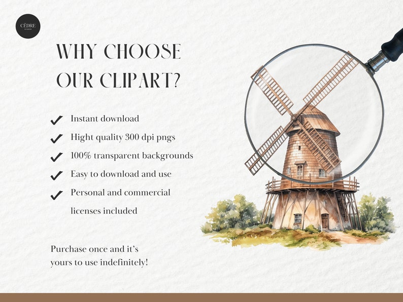 Watercolor Old Wind Mill Clipart, Wind Turbines Wind Mills Clipart ...