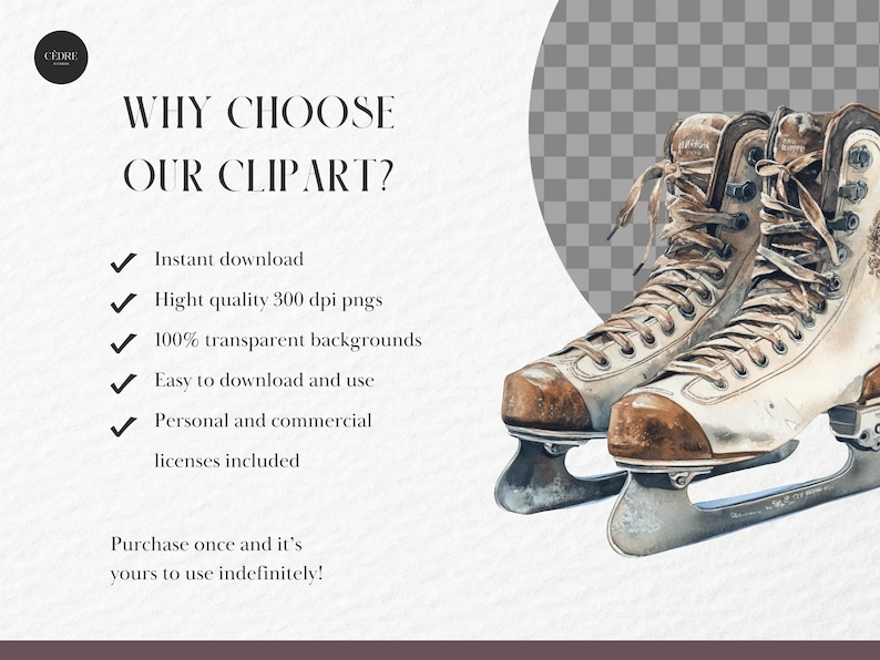 Watercolor Figure Skates Clipart, Figure Skating Shoes Clipart, Ice ...