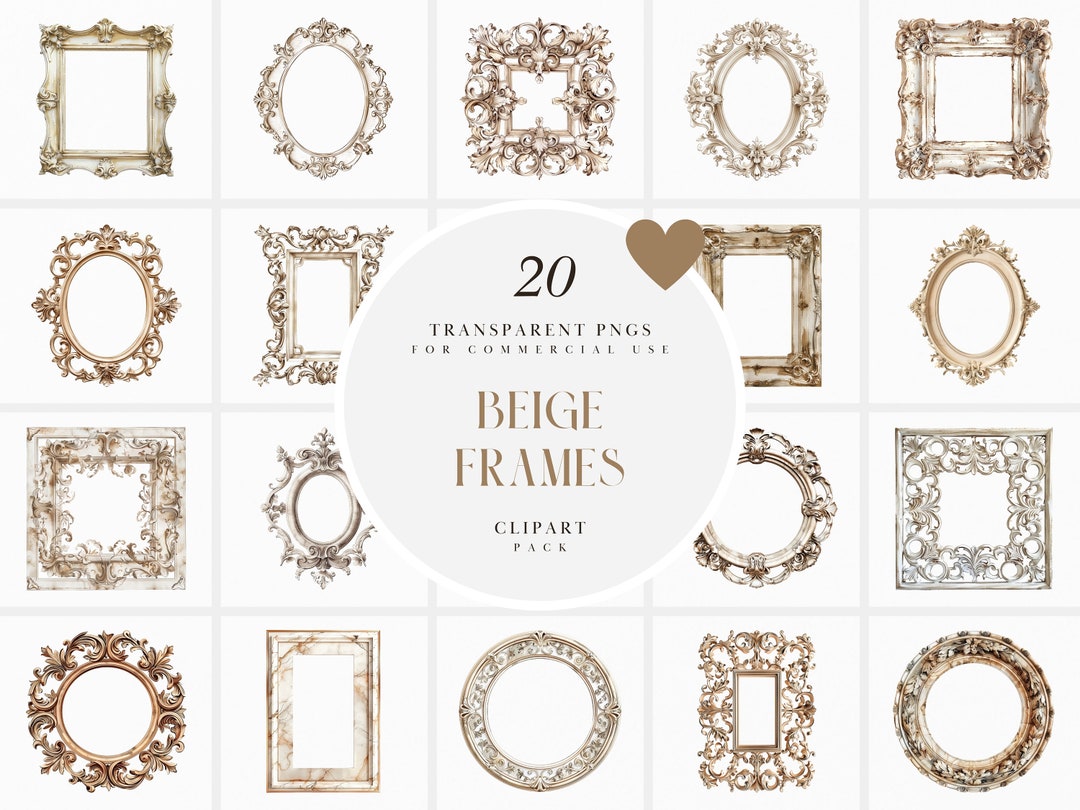 Watercolor Beige Frames Clipart, Antique Ornamental Corner Border ...