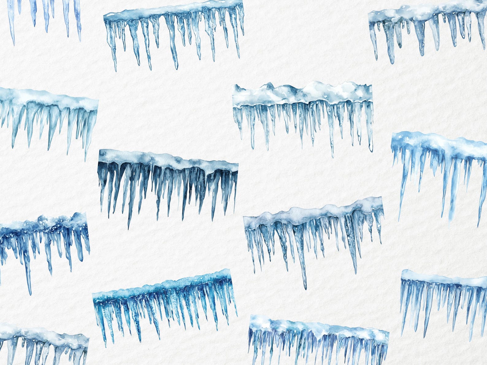 Watercolor Ice Spikes Banner Clipart, Page Border, Frozen Ice, Winter ...