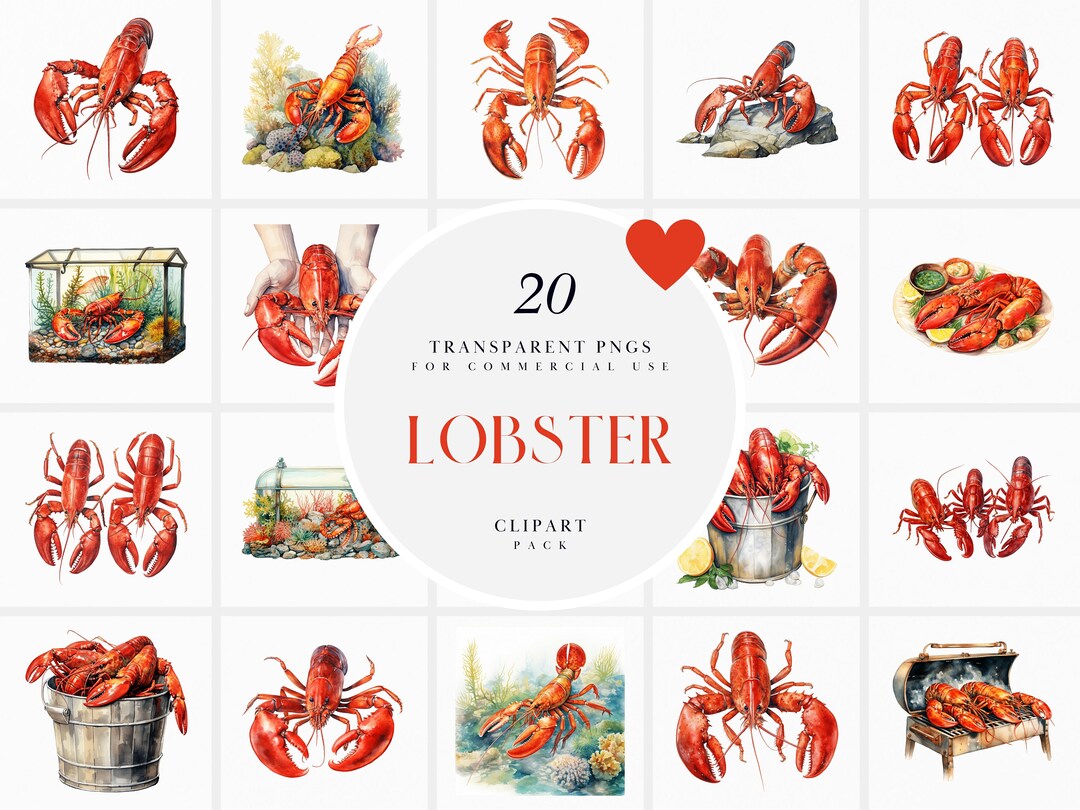 Watercolor Lobster Clipart, Sea Life Lobsters Clipart, Under the Sea ...