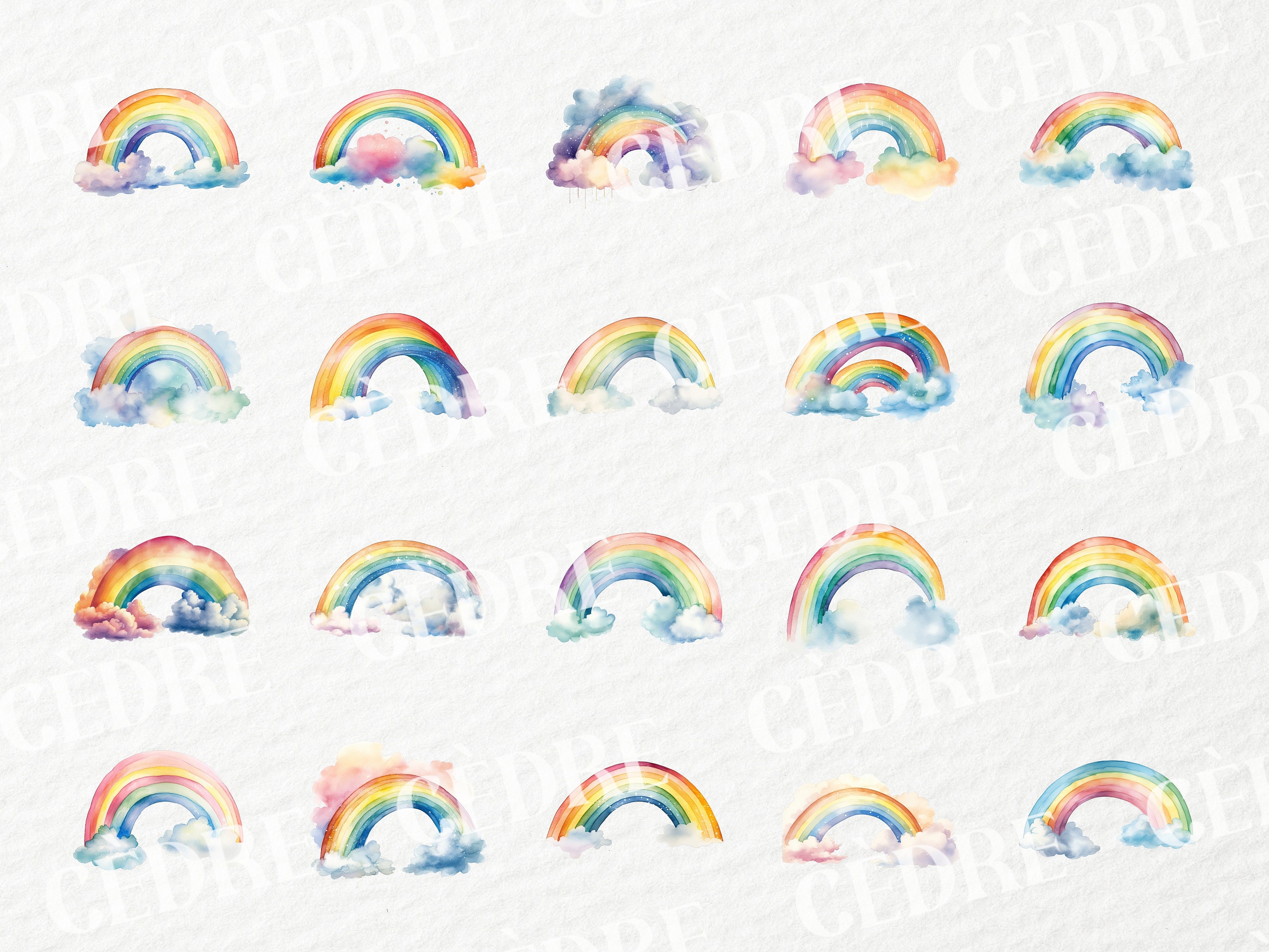 Watercolor Rainbow Clipart, Cute Rainbows Clipart, Children Nursery ...