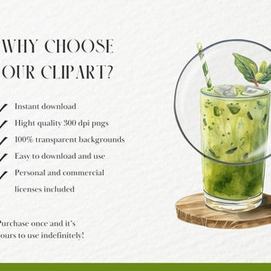 Watercolor Iced Matcha Clipart, Cold Green Matcha Tea, Traditional ...