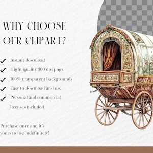 Watercolor Vardo Clipart, Traditional Romani Wagon Art, Boho Gypsy ...