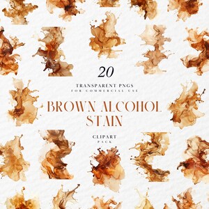 Watercolor Brown Alcohol Stain Clipart, Rustic Abstract Splashes, Ink ...