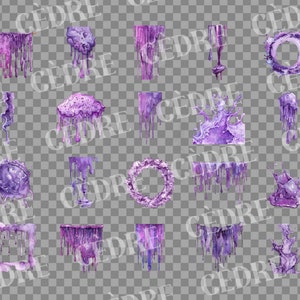 Watercolor Purple Slime Clipart, Dripping Slime Clipart, Slime Drip ...