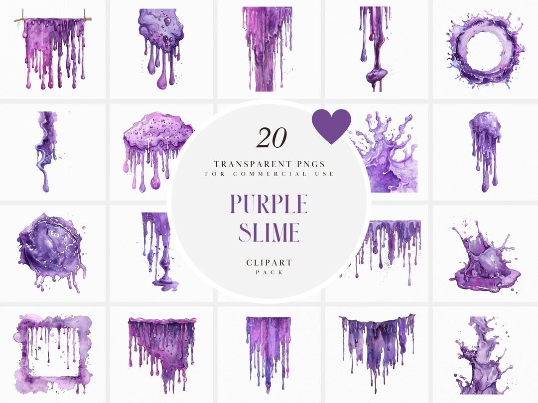 Watercolor Purple Slime Clipart, Dripping Slime Clipart, Slime Drip ...