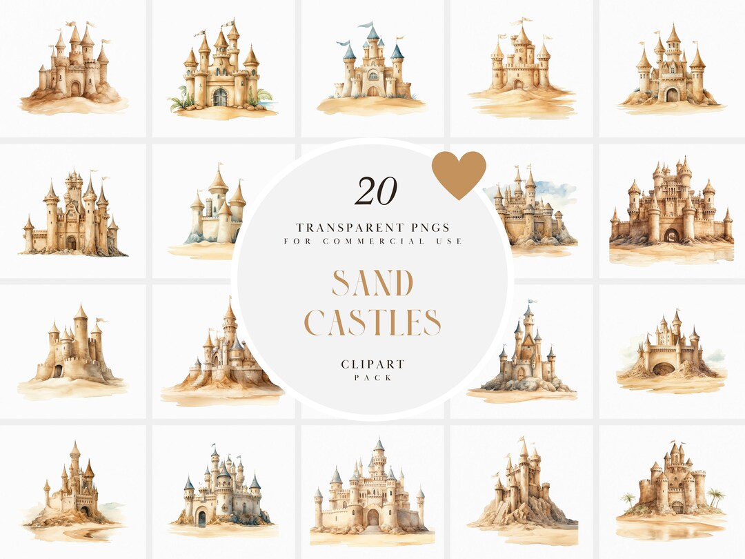 Watercolor Sandcastle Clipart, Beach Family Trip, Summer, Kids ...