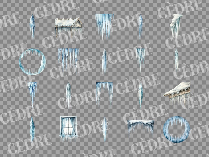 Watercolor Icicles Clipart, Freezing Icicle Clipart, Sparkling Icicle ...