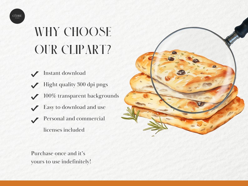 Watercolor Focaccia Clipart, Warm Italian Focaccia Bread Clipart, Fresh ...