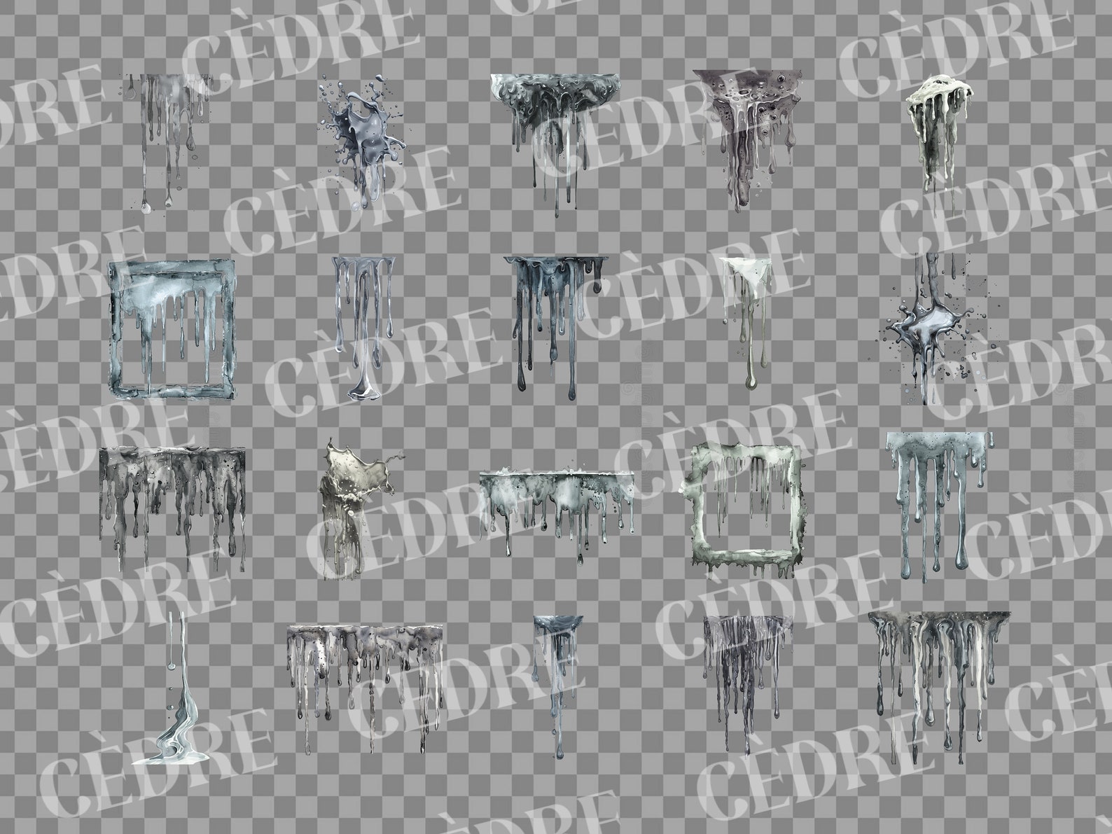 Watercolor Gray Slime Clipart, Dripping Slime Clipart, Slime Drip ...
