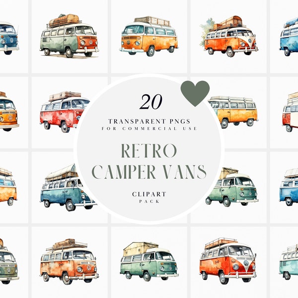 Hippie Van Clipart - Etsy