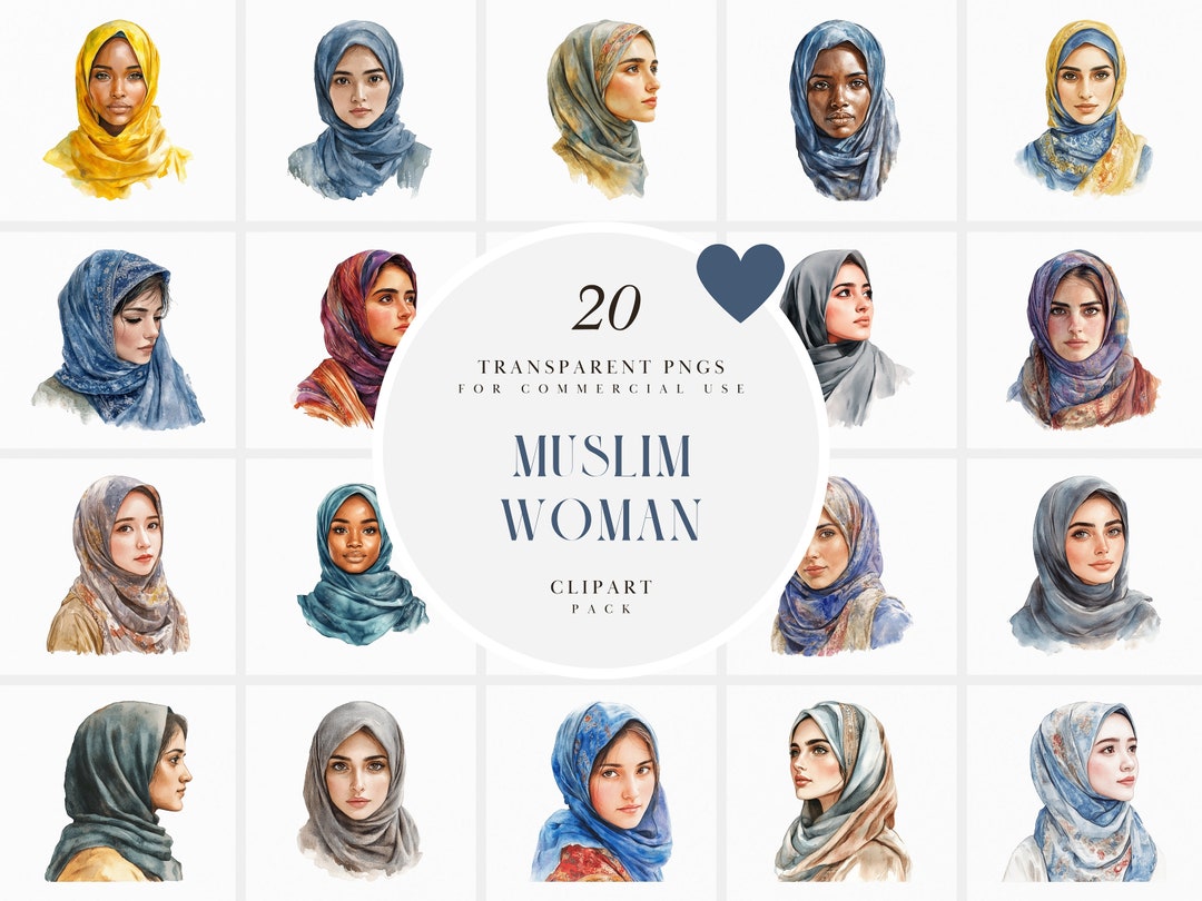 Watercolor Beautiful Muslim Woman Clipart, Pretty Muslimah Clipart ...