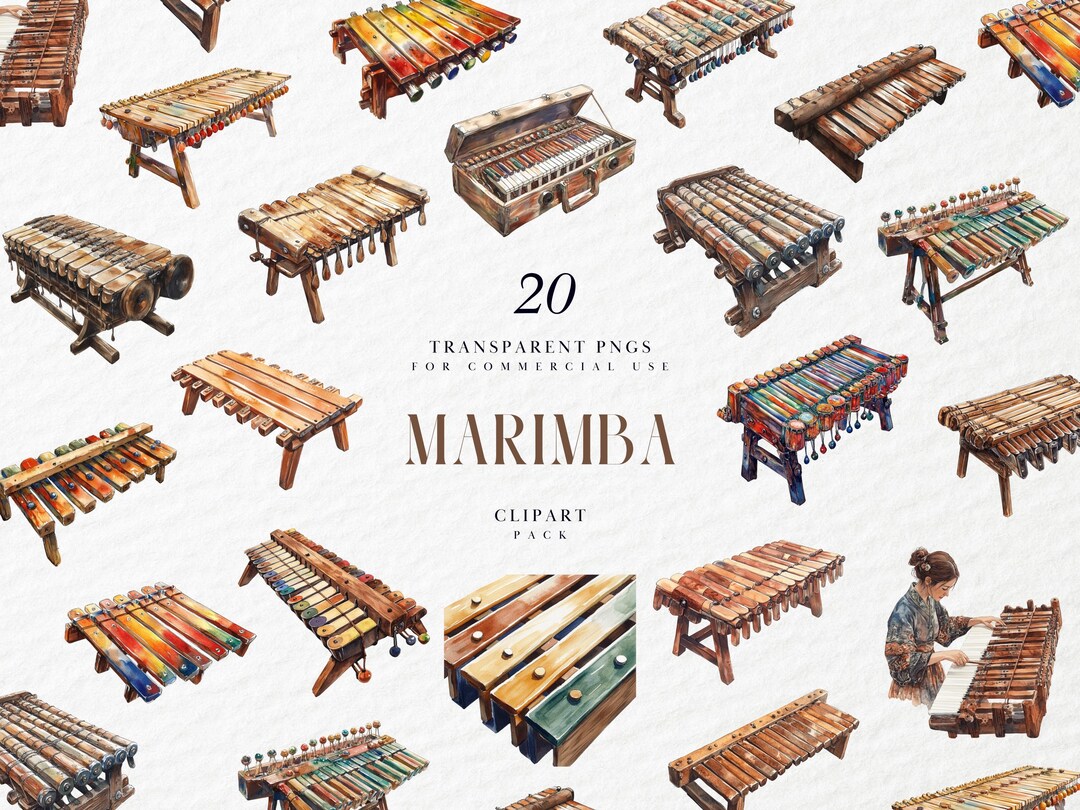 Watercolor Marimba Clipart, Percussion Instruments, Classic Musical ...