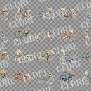 Watercolor Pastel Bicycles Clipart, Cute Bikes Clipart, Dutch Bike ...