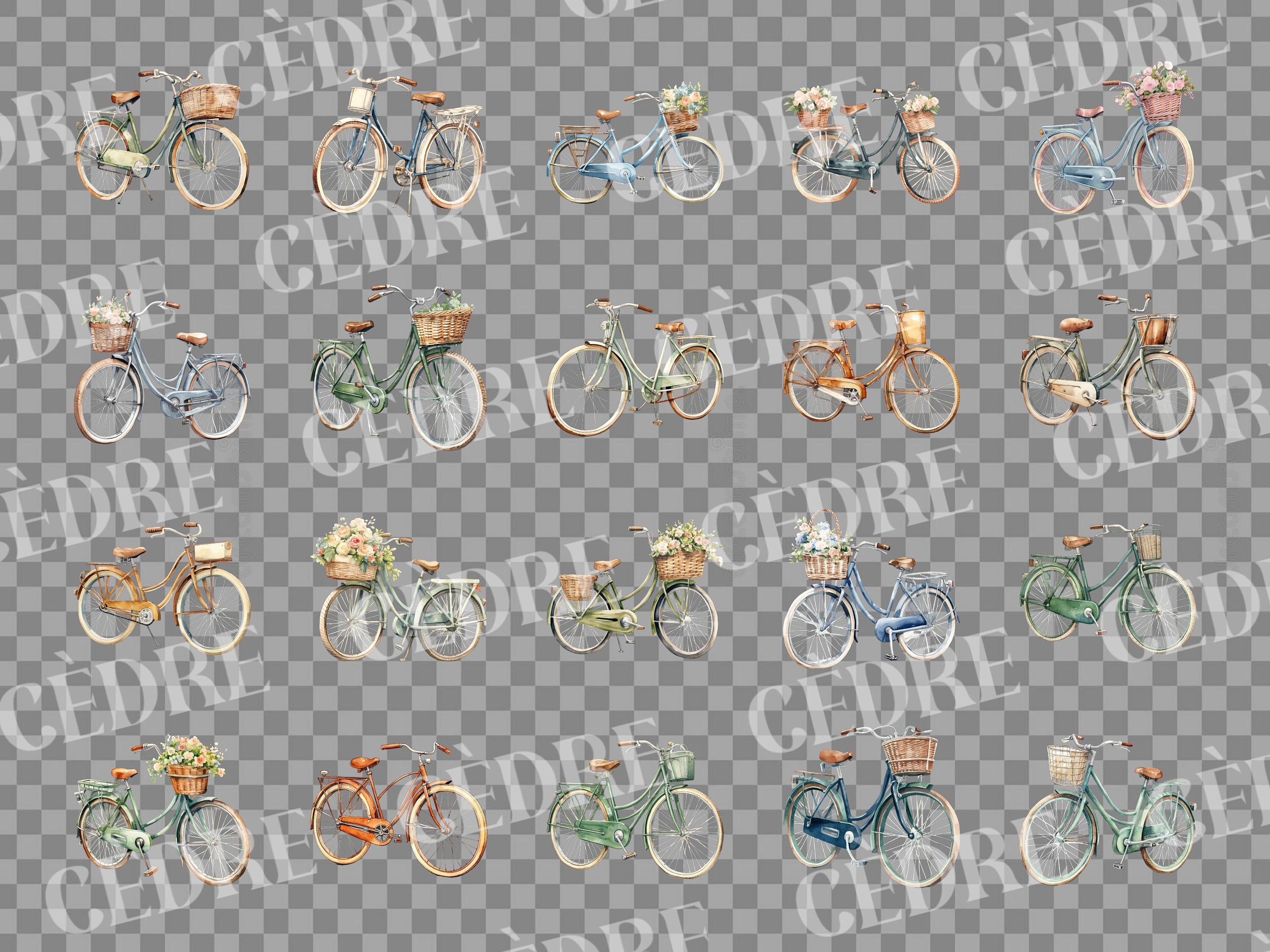 Watercolor Pastel Bicycles Clipart, Cute Bikes Clipart, Dutch Bike ...