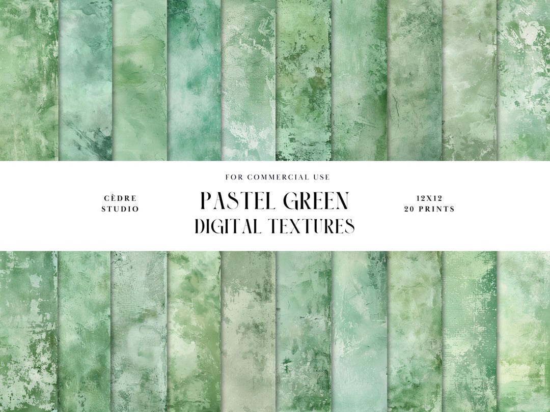 Pastel Green Digital Textures, Watercolor Paper Digital Papers, Digital ...