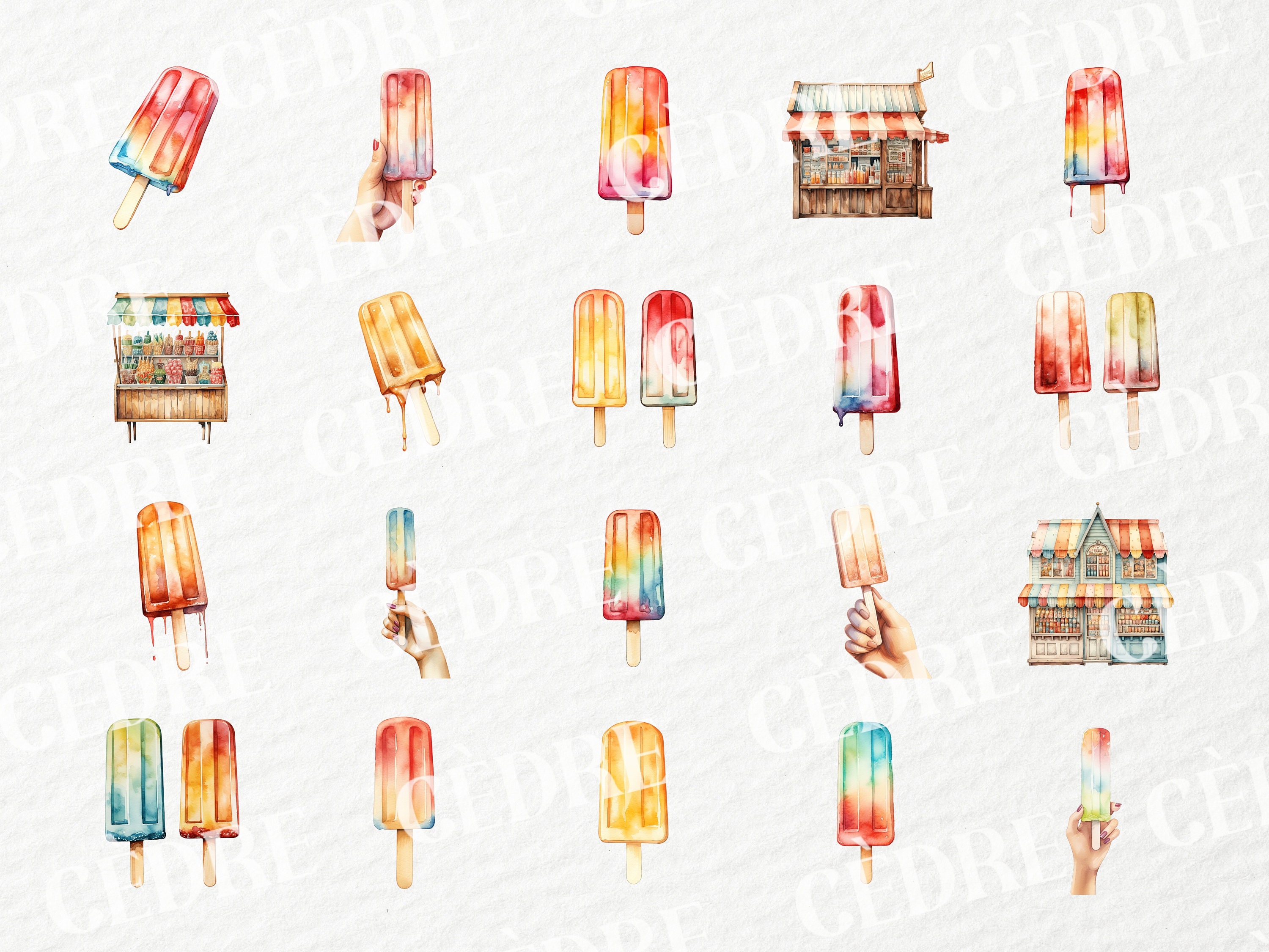 Watercolor Popsicle Clipart, Watercolor Ice Pop Clipart, Summer Clipart ...