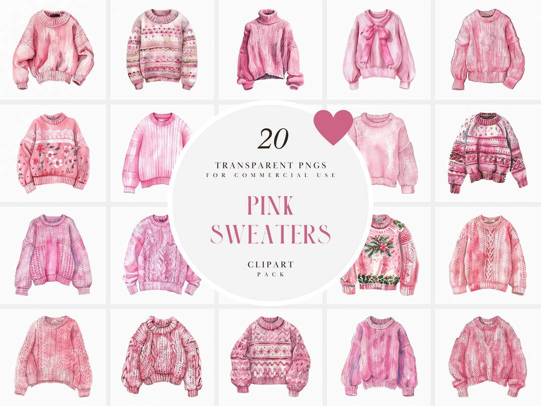 Watercolor Pink Sweater Clipart, Pink Sweaters Clipart, Knit Sweater ...